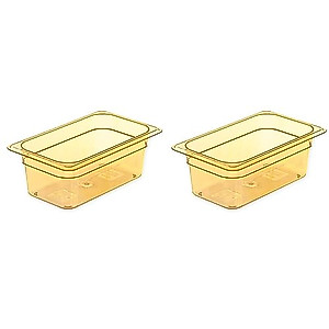 Carlisle FoodService Products 3088113 StorPlus High Heat Food Pan, 4" Deep, Quarter Size, Amber (Pack of 2)