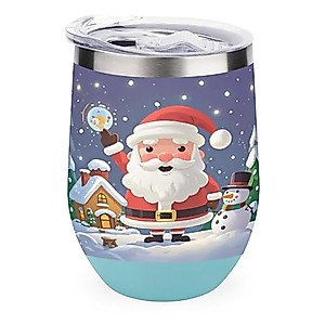 OPTKSNCU 304 Stainless Steel Insulated Cup with Lid, Big Santa Claus Print Durable, And Easy to Clean – Ideal for Home, Office, And Gift Giving