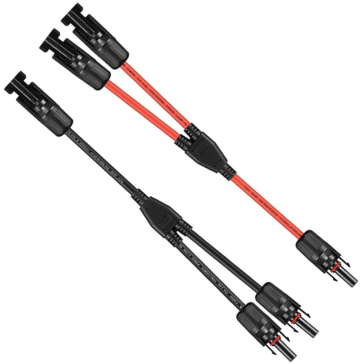 KEYGMA Solar Y Branch Connectors 1 to 2 Parallel Adapter Cable, Wire Plug Tool Kit for Solar Panels (2 Pairs)