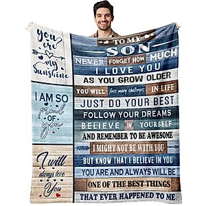 XALAZY Gifts For Son Blanket 60"X50", Son Gifts From Mom/Dad, Adult Son Gift Ideas, Birthday Gifts For Son, To My Son Gifts From Mom, Gifts For Son From Mom, Gifts For Adult Son, To My Son Gifts Throw