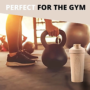 Eco-Friendly Shaker Bottle w/Mixer Ball, 20 oz (600ml) | BPA Free, Wheat Straw | Protein Shakes, Smoothies