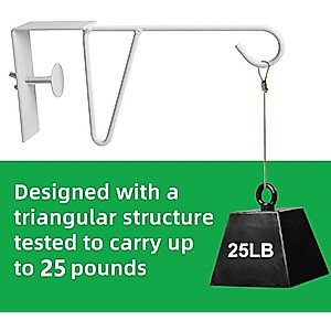 moonoom 2 Pack Adjustable Vinyl Fence Hooks,5 x 10 Inches Durable White Patio Hooks Coated Steel Fence Hangers for Hanging Flower Baskets, Wind Chimes, Planters, Lights (2pcs White)