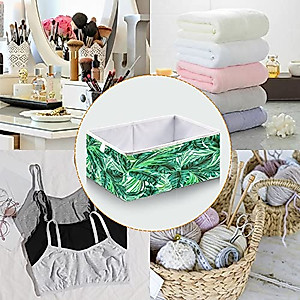 Kigai Tropical Leaves Cube Storage Bins - 11x11x11 In Large Foldable Storage Basket Fabric Storage Baskes Organizer for Toys, Books, Shelves, Closet, Home Decor