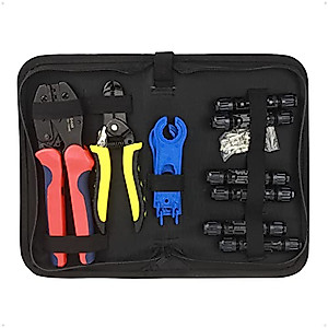 Solar Crimping Tool Kit with Wire Stripper and Cutter, Male Female Solar Panel Connector and Solar Connector Assembly Tool Spanner for 2.5/4.0/6.0mm² MC3 MC4 Solar Panel PV Cable