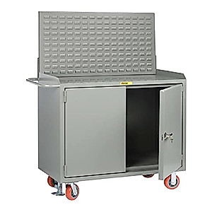 Little Giant MH-2D-2436-FL Mobile Bench Cabinet with Locking Door, 1/4" Hardboard Top Surface, 24" Length, 36" Width