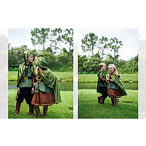ReliBeauty Archer Costume Girls Huntress Costume for Girls with Cape,Green 10-12/150