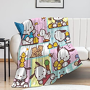 Ladycute P0ch-acc0 Flannel Throw Blanket Cozy Plush Prevent Pilling Warm for Bed Living Room Couch Sofa Chair Travel 40x50