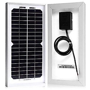 ACOPOWER Solar Panel 5 Watt 12V Black Monocrystalline High-Efficiency Module Off Gird PV Power with Solar Connectors for Battery Charging Path Light
