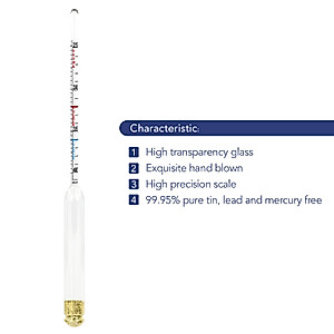 Circrane Maple Syrup Hydrometer with BRIX & Baume Scales, Density Meter for Sugar and Moisture Content