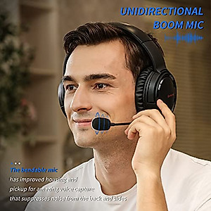 BINNUNE 2.4G/Bluetooth Wireless Gaming Headset with Microphone for PS4 PS5 Playstation 4 5, 40 Hours Playtime, PC USB Gamer Headphones with Mic for Laptop Computer Black/Red