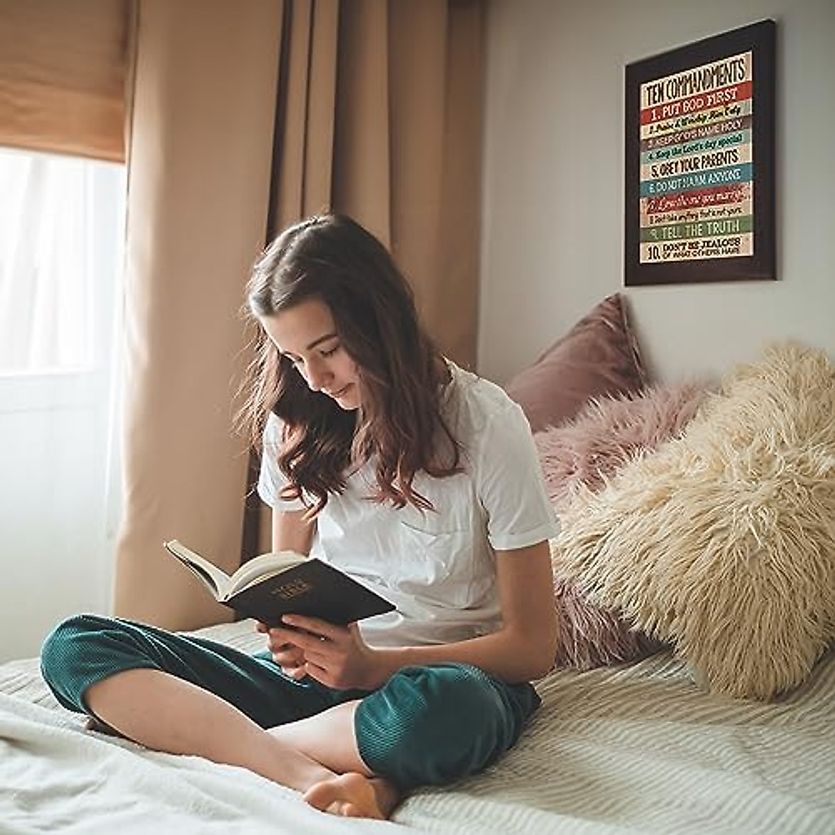 10 Commandments- Wall Art Print- 8 x 10"- Distressed Wood Replica Print-Ready to Frame. Home Decor, Office Decor, Biblical-Church Wall Art. Great Christian Gift.