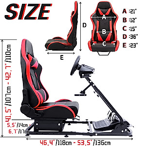 Minneer Racing Steering Simulator Cockpit Red with TV Bracket Mounting Holes Racing Wheel Stand/Fits Logitech G25, G27, G29/ Compatible with Playstation, PC Platforms with Capacity 220LBS