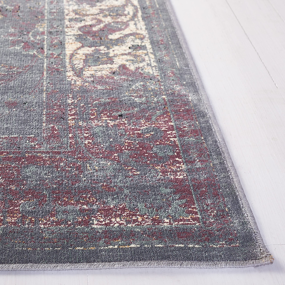 SAFAVIEH Vintage Collection Area Rug - 10' x 14', Grey & Multi, Oriental Distressed Viscose Design, Ideal for High Traffic Areas in Living Room, Bedroom (VTG117-2770)