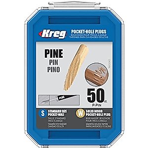 Kreg P-PIN Solid-Wood Pocket-Hole Plugs - Pine - 50 Count (1 Pack)