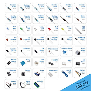 SunFounder Electronics Fun Kit with 1602 LCD Module, breadboard, LED, Resistor Compatible with Arduino UNO R3 MEGA2560 Raspberry Pi 400 4B 3B 3B+ 2B 2B+