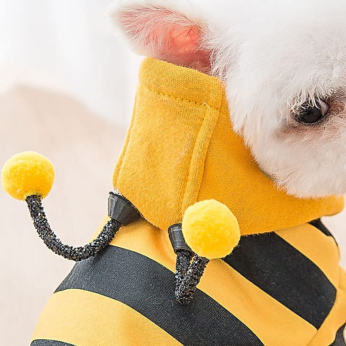 Pet Funny Hoodie Ugly Christmas Sweater Cold Weather Warm Coat for Puppy Small Dog Halloween Party Costume Cute Hoodie (X-Small, Yellow Bee)
