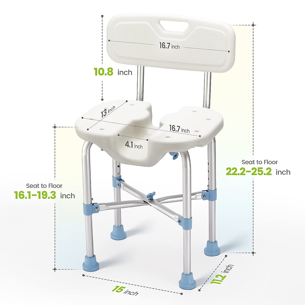 OasisSpace Shower Chair Bath Seat for Inside Bathtub, Upgraded U-Shaped Shower Seat and Bath Stool Safety Shower Bench for Elderly,Handicap,Disabled