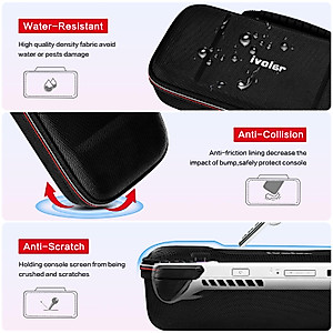 ivoler Carrying Case for Asus Rog Alloy 7''2023/Asus Rog Ally X 2024, Portable Hard Shell Pouch Travel Bag Built-in Gaming Charger Dock Storage, Holds 7 MicroSD and 2 Credit Sized Cards -Black