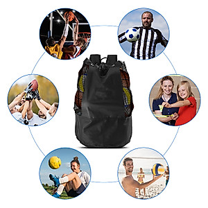 Brynnl Extra Ball Bag ,Large mesh equipment bag black , Soccer Ball Bag with Adjustable Shoulder Strap ,600D Oxford Cloth mesh sports bag for Holding Soccer/Football/Volleyball(Holds 15 Balls)