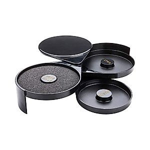 Restaurantware Bar Lux 7.8 x 6.3 x 2.8 Inch Bar Glass Rimmer, 1 3 Tiers Glass Rimming Station - Pull Out Compartments, For Cocktails, Black Plastic Bar Sugar Rimmer, For Salt, Sugar, Or Spices