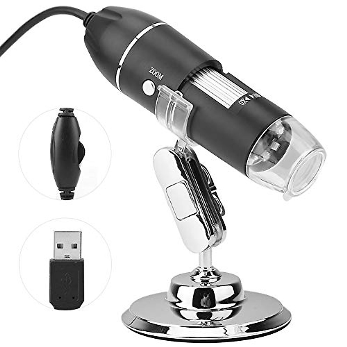 USB Microscope, 50X-500X 0.3MP LED Microscope USB Magnifier for Computer with Holder for Industrial PCB Checking,Jewelry Appraisal,Detecting, etc