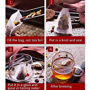 300 piece disposable tea bag with drawstring for loose tea, empty tea bag of wood pulp material,Tea filter bag with free tea spoon, suitable for loose tea, coffee, spices, herbs (3.54 x 2.75 inch)