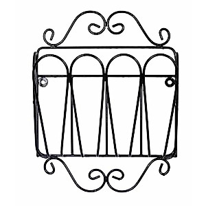 Laredo Wrought Iron Single Pocket Wall Magazine Rack-16 Inches Tall x 12.25 Inches Wide x 4 Inches Deep. Bronze Color. Handmade.