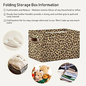 Yellow Camouflage Leopard Storage Basket Bins Foldable Decorative Storage Box Laundry Hamper Baskte Storage for Home Boys Girls Office Closet Shelf Nursery Baskets,2 pcs