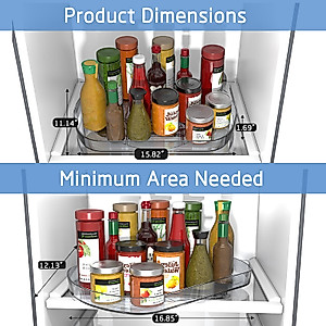 Square Lazy Susan Turntable Organizer for Refrigerator - Upgraded 15.82" Clear Rotating Lazy Susan Organizer Storage for Kitchen Spices Fridge Cabinet Table Pantry Countertop