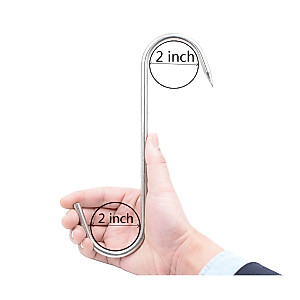 HONSHEN 10" Meat Hooks,8mm Heavy Duty S-Hooks Stainless Steel Meat Processing Butcher Hook 4Pack