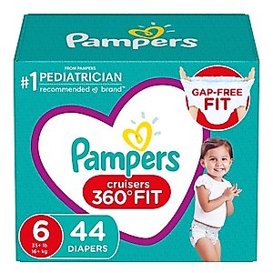Pampers Cruisers 360˚ Fit Diapers Size 6, 44 Count, Super