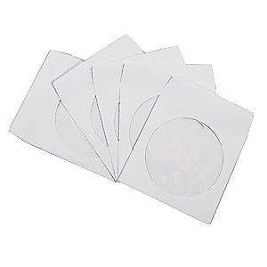 100 Pack Maxtek Premium Thick White Paper CD DVD Sleeves Envelope with Window Cut Out and Flap, 100g