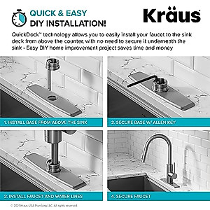 Kraus KPF-2620CH Oletto Single Lever Pull Down Kitchen Faucet, 16 Inch, Chrome