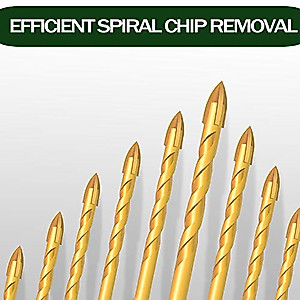 6PCS Golden Ceramic Tile Drill Bits, JOERIC Masonry Drill Bits Set for Glass, Brick, Tile, Concrete, Plastic and Wood Tungsten Carbide Tip for Wall Mirror and Ceramic Tile with Size (5mm ~12mm).