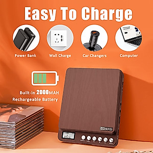 Portable CD Player with Bluetooth and FM Transmitter 2000mAh Rechargeable Car Bluetooth CD Player Portable with Speakers Dual Headphones Jack Anti-Skip CD Player for Car Home Adults Kids