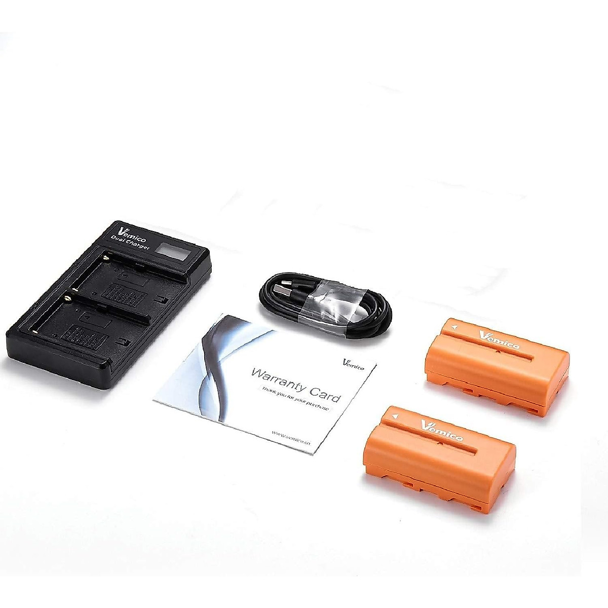 Vemico NP-F550 Battery Charger Kit with 3000mah F570 Batteries 2 Pack, 2-Slot USB-C Charger for NP F970/F960/F750/F570/F530/F33