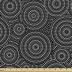 Ambesonne Black and White Fabric by The Yard, Concentric Dotted Circles Inspired from Australian Aborginial Art, Decorative Fabric for Upholstery and Home Accents, 3 Yards, White and Black