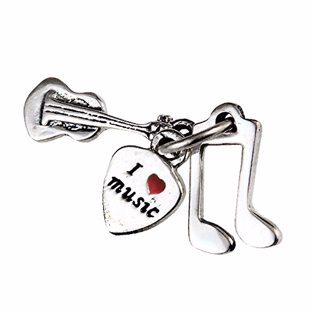 Musical Note,Guitar,I Love Music Red Enamel Heart Charm 925 Sterling Silver Bead for Pandora Charms Bracelet