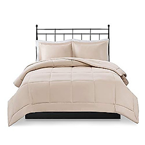 Madison Park Sarasota All Season Microcell Down Alternative Box Quilted Comforter Mini Set, Full/Queen, Blush, Model:MP10-4308