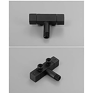 MINJING Hand Held Toilet Bidet Sprayer, Square Dual Way Faucet Valve Shower Set Toilet Washing, Matte Black Douche Kit,A Set