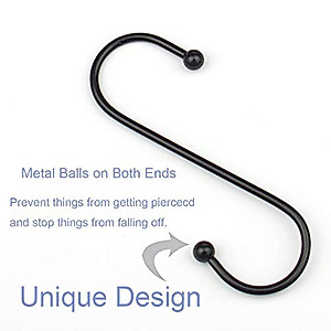 Ami.Todfo S Hooks Heavy Duty, 20-Pack Black S Shaped Hooks 4Inch for Hanging Plants, Pan, Pots, Cloths, Pots, Pans, Plants, Bags, Cups, Clothes，Premium S Hanger Hooks with Metal Balls