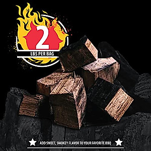 Barrel Proof Bourbon Barrel Blocks, Cask Strength Smoking Wood Chunks for Grilling, 2 Pound Resealable Bag, Natural (ACWC)