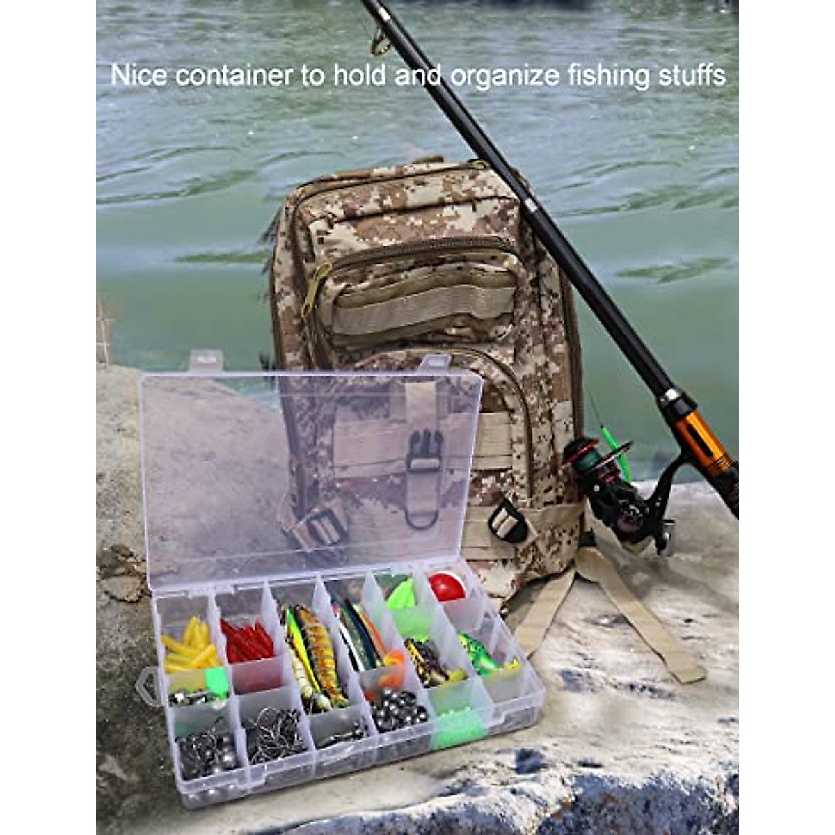 Avlcoaky Tackle Box Organizer Plastic Organizer Boxes Large 18 Grids Compartment Box with Dividers Clear Containers Jewelry Beads Storage