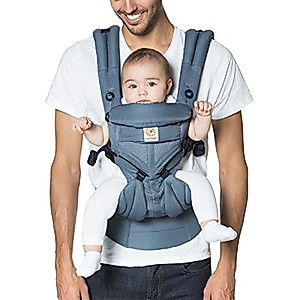 Ergobaby Omni 360 All-Position Baby Carrier for Newborn to Toddler with Lumbar Support & Cool Air Mesh (7-45 Lb), Oxford Blue