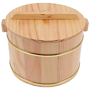 Rice Bowl Rice Bucket Wood Cooking Steamer: Wooden Steamed Cask Sushi Rice Cooling Bowl Rice Bowl Rice Cooking Tub with Lid for Home Restaurant Rice Sushi Bowl 18cm Rice Steamed Bucket