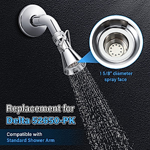 Enhon 2 Setting Pivoting Single Spray Shower Head with Shut Off Valve, Replacement for 52650-PK Compatible with Delta Shower, 2.5 GPM Brass Water Saving Shower Head 1 5/8" Diameter Spray Face(1 Pack)