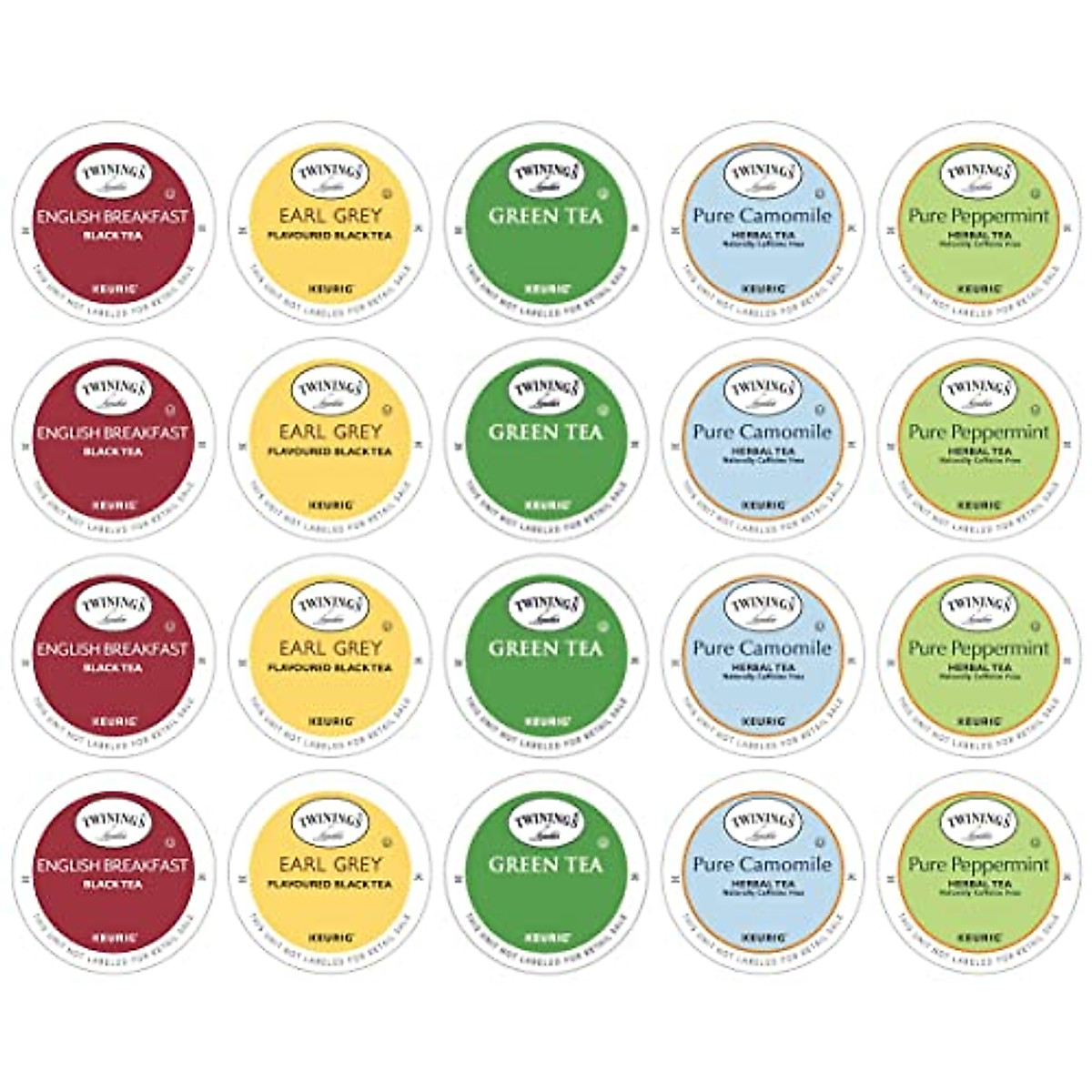 Twinings Tea Sampler (20 Count) Keurig K Cups Assortment with 10 By The Cup Honey Sticks