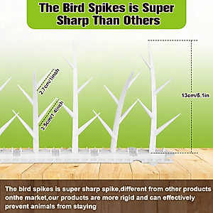 Protecker Bird Spikes, Pigeon Squirrel Spike Strips for Cat Raccoon Animals Repellent to Keep Off Crow, Fence Spikes Defend Birds and Railing Roof