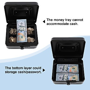 KYODOLED Medium Cash Box with Combination Lock Safe Metal Money Box with Money Tray for Security Lock Box 7.87"x 6.30"x 3.54" Black Medium
