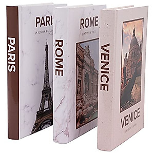 Decorative Books for Home Decor - Set of 3 Beautiful Decor Books for Coffee Table - Hardcover Fashion Designer Books Decor - Best Display Books for Coffee Tables/Shelves/Living Room(Paris/Venice/Rome)